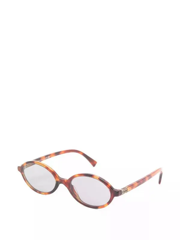 Miu Miu Tortoiseshell Effect Oval Frame Sunglasses - Brown