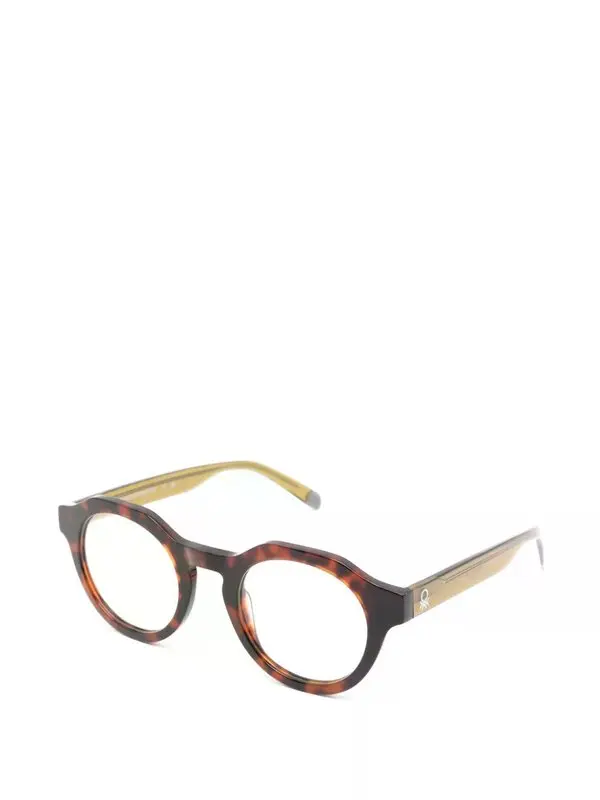 BENETTON Theodore Tortoiseshell-effect Geometric-frame Eyeglasses - Brown