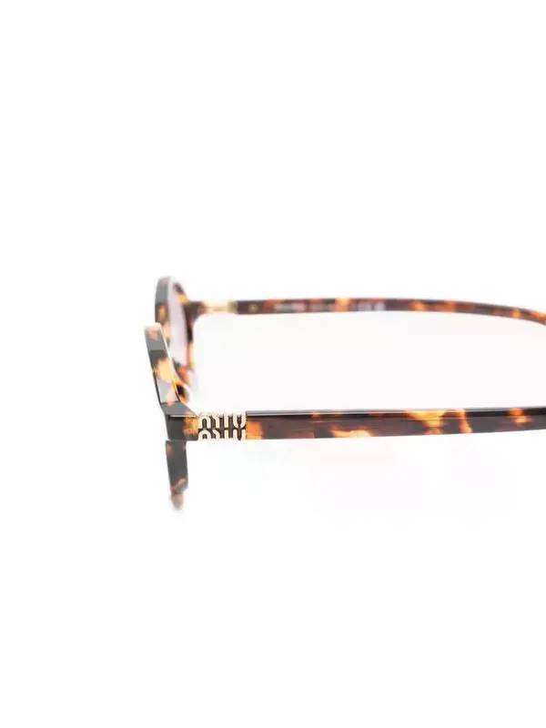 Miu Miu Tortoiseshell-effect Oval Sunglasses - Brown