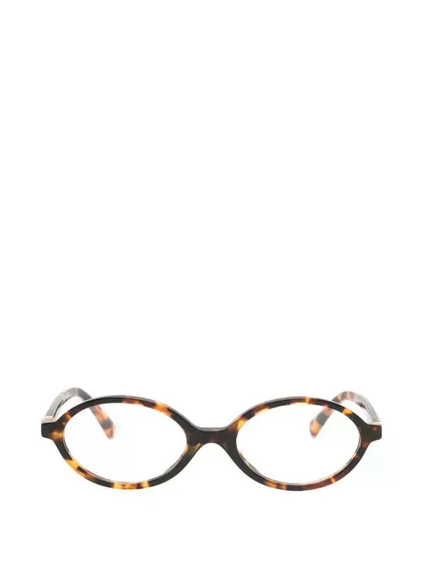 Miu Miu Tortoiseshell-effect Oval-frame Glasses - Brown