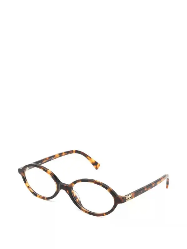 Miu Miu Tortoiseshell-effect Oval-frame Glasses