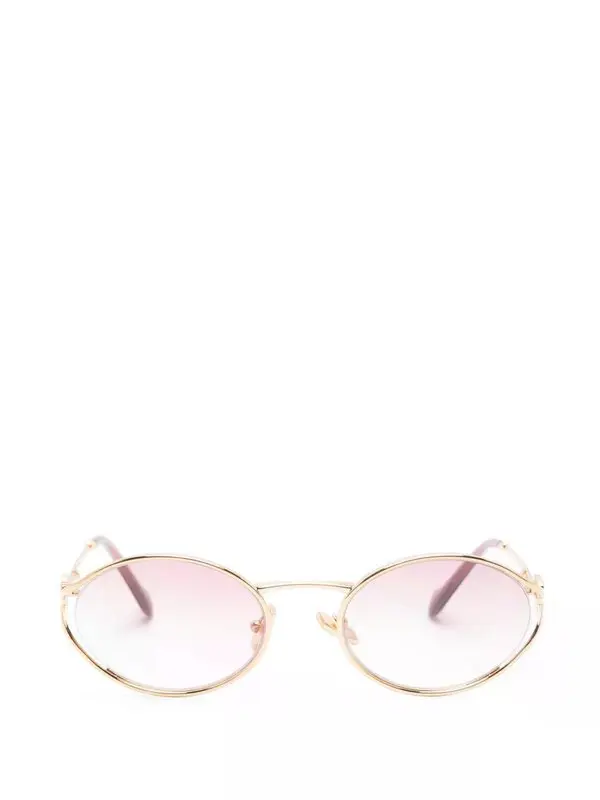 Miu Miu Oval Frame Sunglasses - Gold