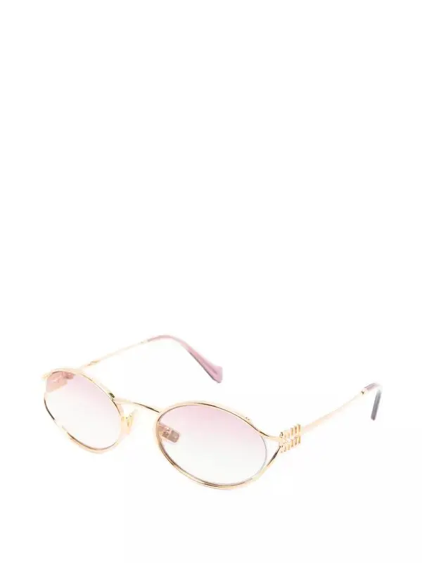 Miu Miu Oval Frame Sunglasses - Gold