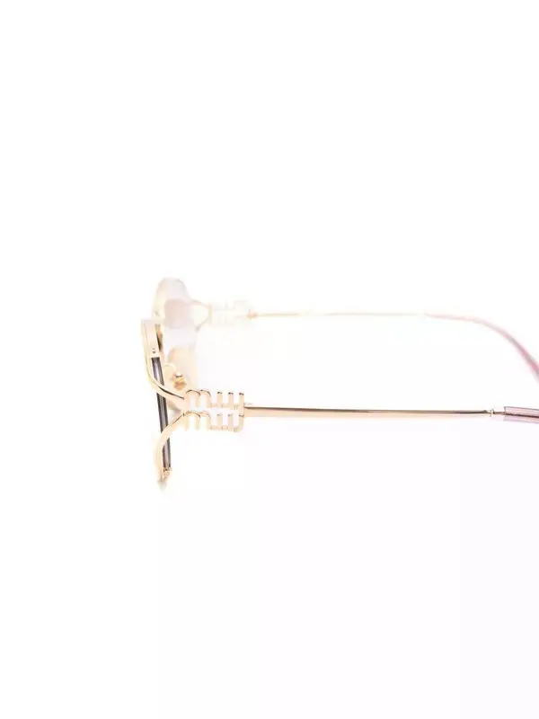 Miu Miu Oval Frame Sunglasses - Gold