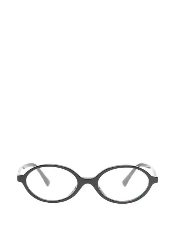 Miu Miu Logo-plaque Oval-frame Eyeglasses - Black