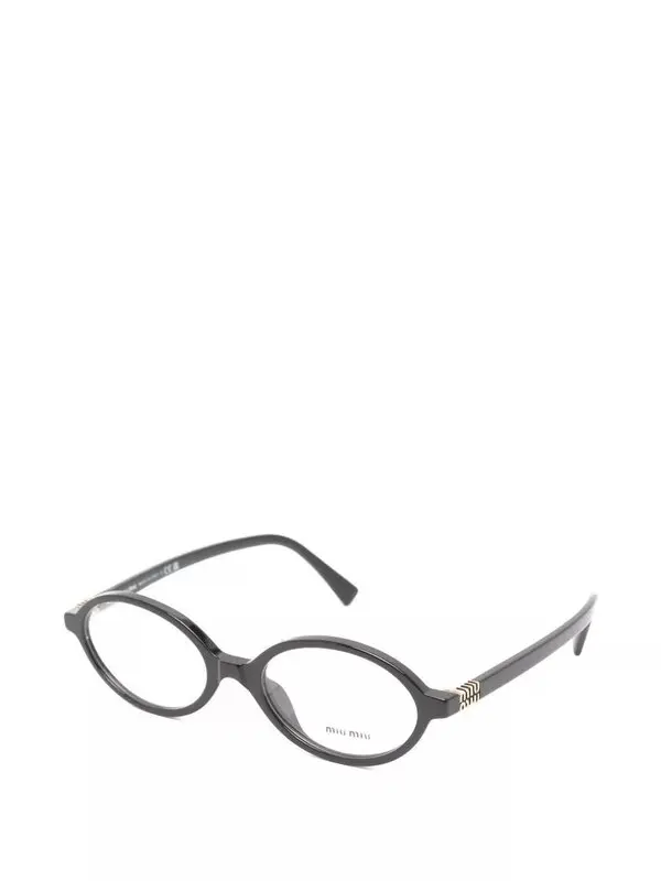 Miu Miu Logo-plaque Oval-frame Eyeglasses - Black