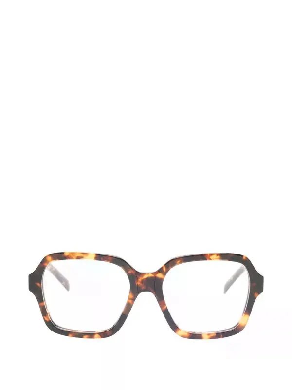 Miu Miu Tortoiseshell Glasses With Logo Plaque - Brown