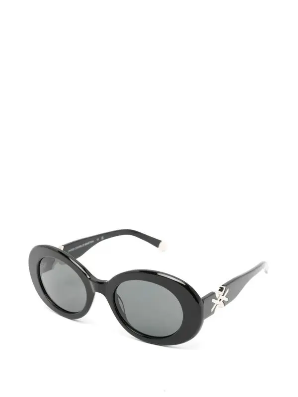 BENETTON Logo Plaque Oval Frame Sunglasses