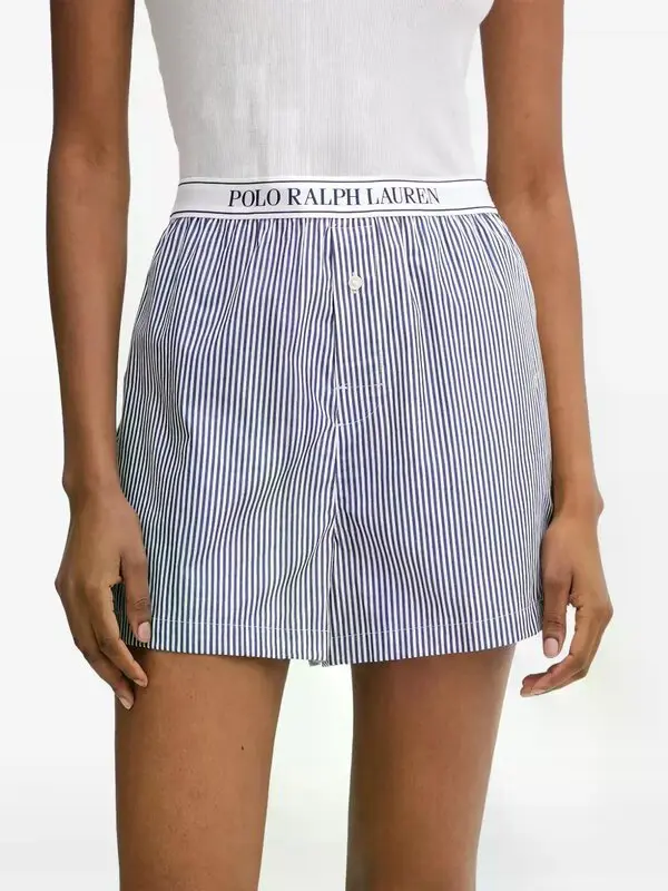 Polo Ralph Lauren Striped Logo-waistband Pajama Shorts - Blue