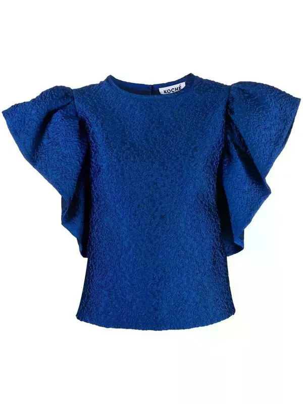 Koché Ruffle-sleeve Crew Neck Top