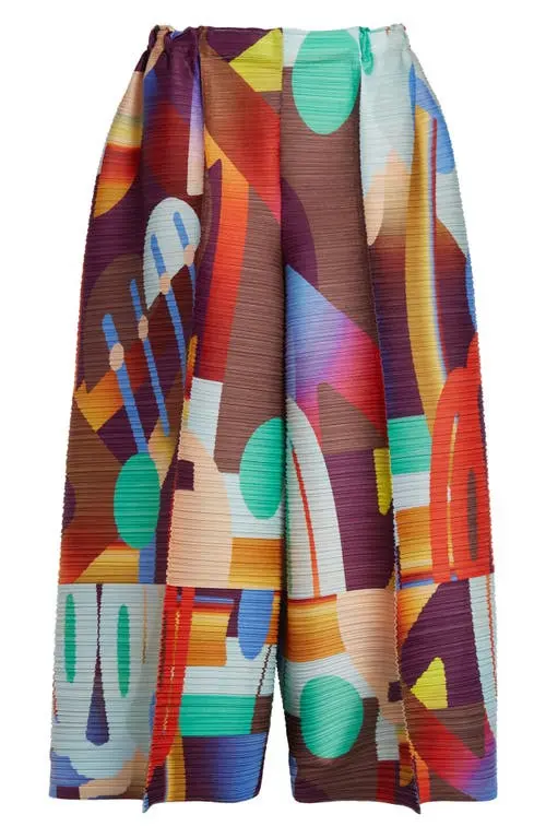 Issey Miyake Playground Pleated Wide Leg Shorts