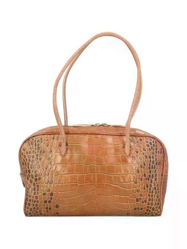 Vintage 1990s Croc-effect Top-handle Tote Bag