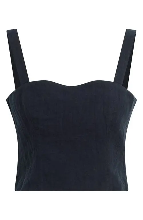 FAVORITE DAUGHTER Linen Crop Top - Navy