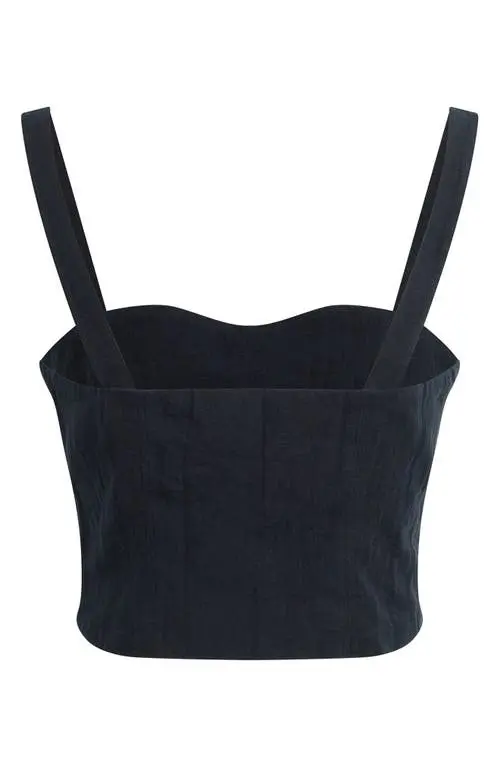 FAVORITE DAUGHTER Linen Crop Top - Navy