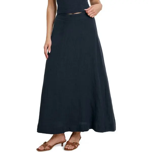 FAVORITE DAUGHTER Linen Maxi Skirt - Navy