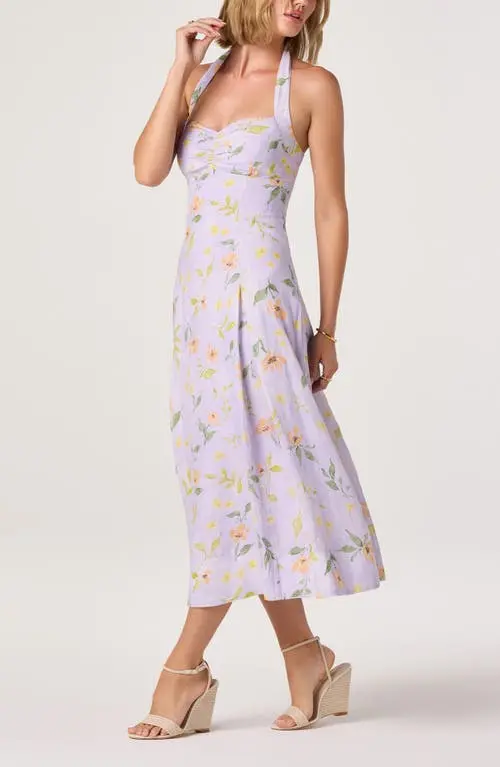 Astr The Label Jesenia Floral Halter Neck Dress - Purple Floral