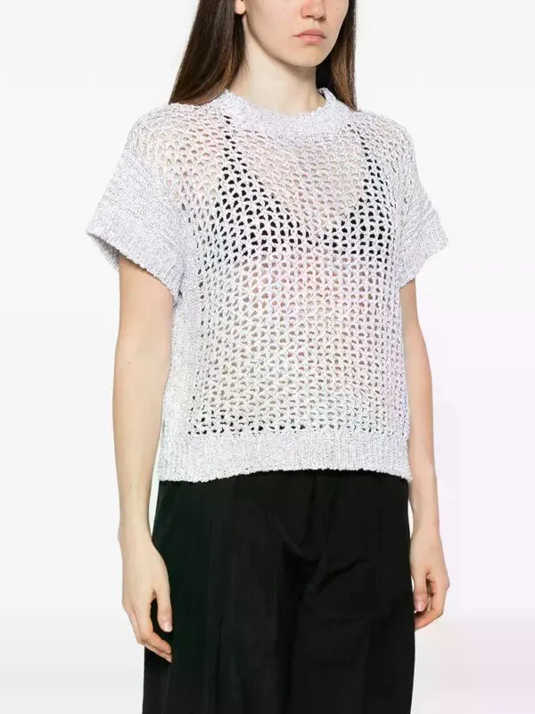PANICALE Open-knit Short-sleeve Sweater