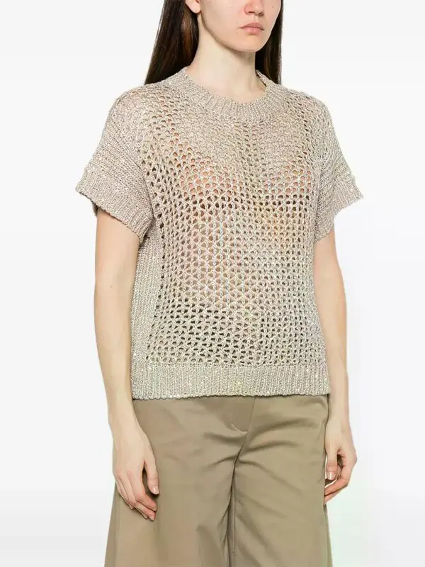 PANICALE Open-knit Sequin-embellished Sweater