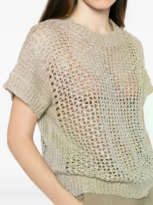 PANICALE Open-knit Sequin-embellished Sweater