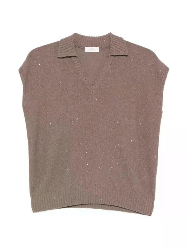 PANICALE Sequin-embellished V-neck Top