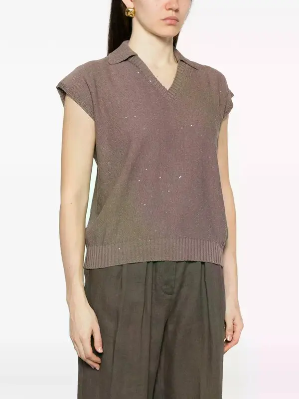 PANICALE Sequin-embellished V-neck Top