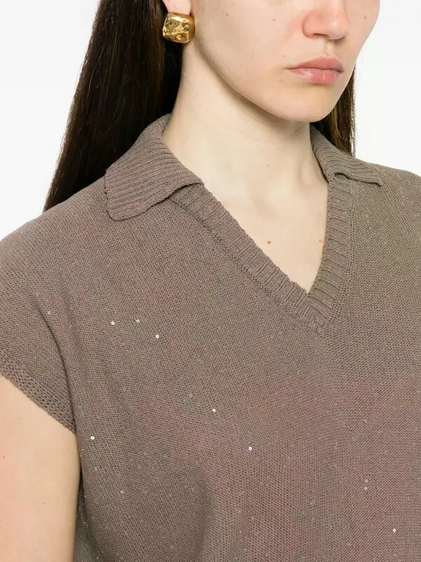 PANICALE Sequin-embellished V-neck Top
