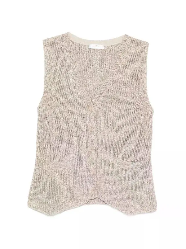 PANICALE Sequin-embellished Sleeveless Cardigan