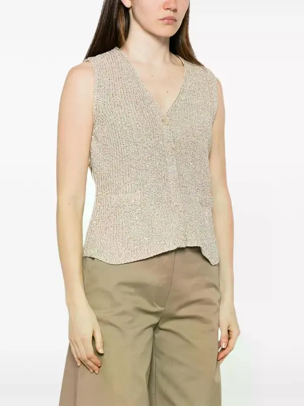 PANICALE Sequin-embellished Sleeveless Cardigan