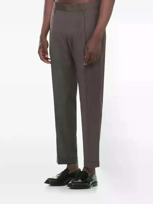 BRIGLIA 1949 Pleated Turn-up Trousers - Brown