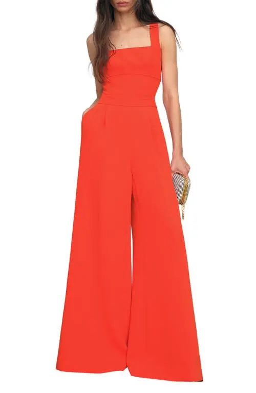 REISS Dion Sleeveless Wide Leg Jumpsuit - Orange