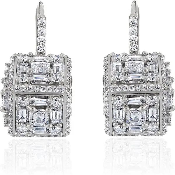 MINDI MOND Clarity 3d Mega Halo Diamond Drop Earrings - 18k White Gold