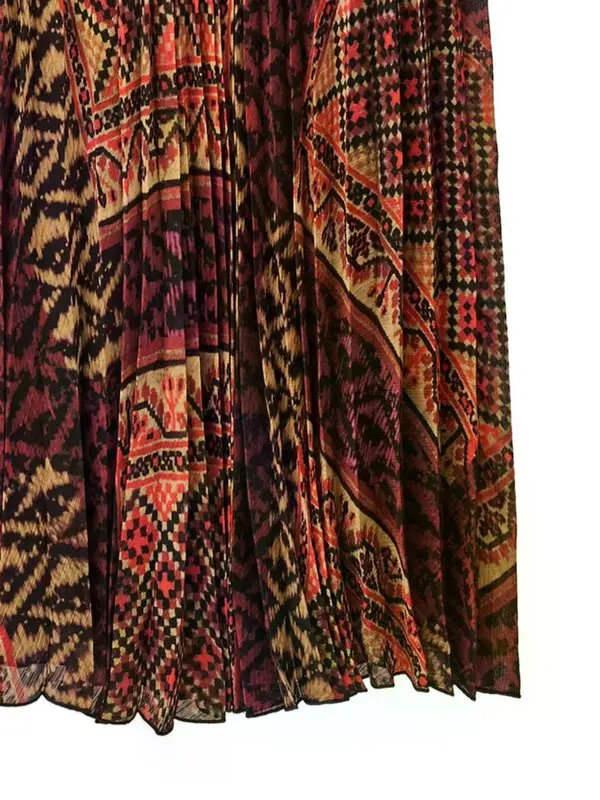 Ba&sh Olgia Geometric-print Pleated Skirt