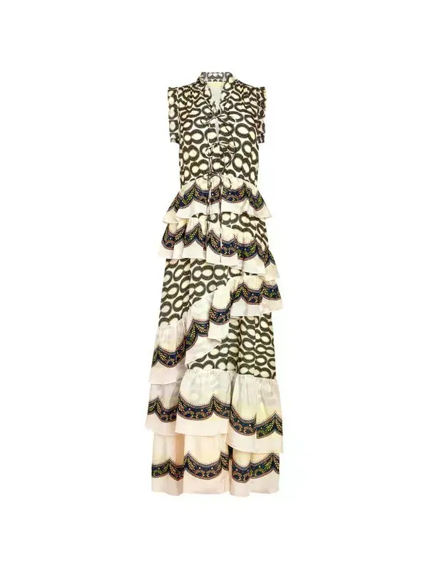 MARIE OLIVER Franklen Ruffled Tiered Dress - Neutrals