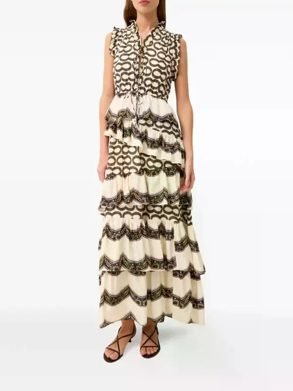 MARIE OLIVER Franklen Ruffled Tiered Dress - Neutrals