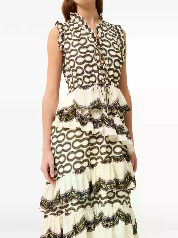 MARIE OLIVER Franklen Ruffled Tiered Dress - Neutrals