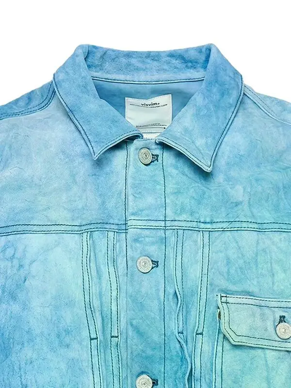 Visvim Pleated Leather Jacket - Blue
