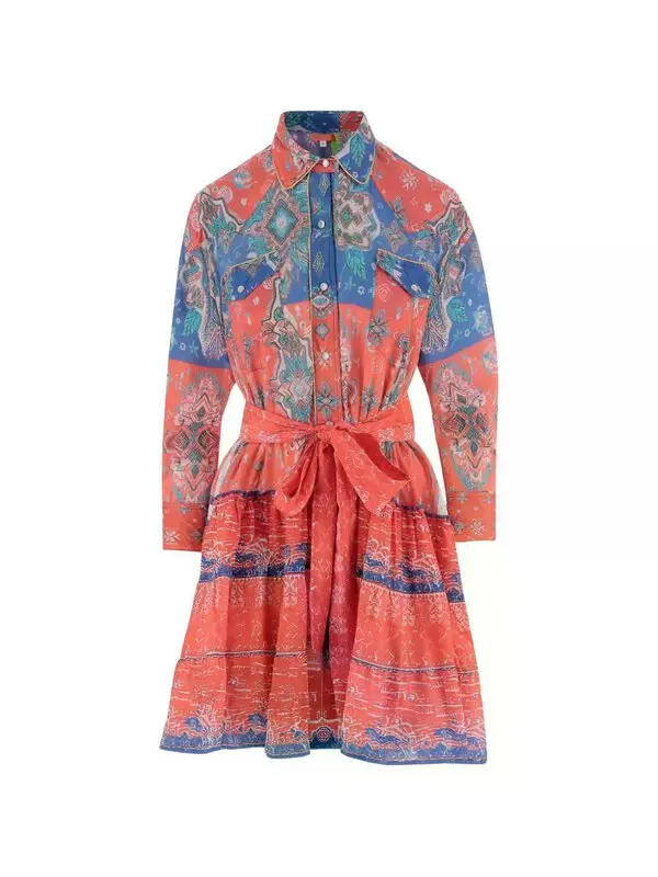 PEP'S Geometric-print Ruffled Dress