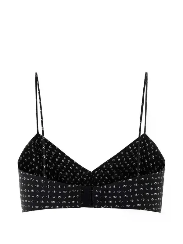 Ermanno Scervino Geometric-print Silk Crop Top