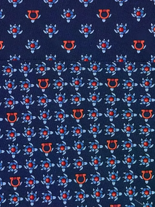 FERRAGAMO Gancini Turtles Print Silk Neck Tie