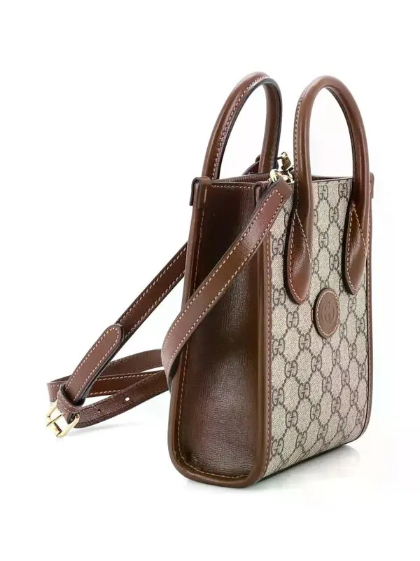 Gucci Interlocking G Patch Gg Coated Canvas Mini Satchel - Brown