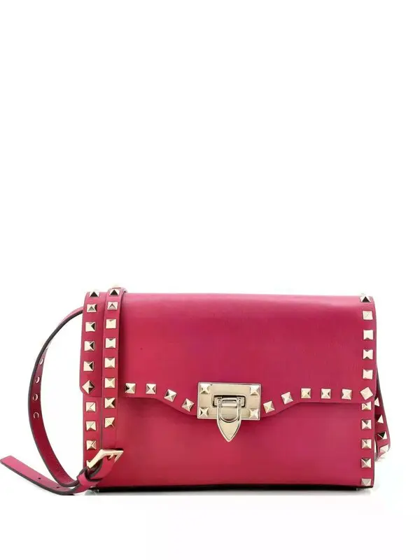 Valentino Garavani Rockstud Flip Lock Flap Bag Leather Medium Crossbody Bag