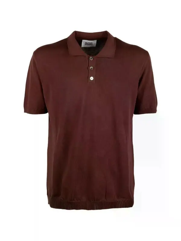 Alpha Studio Short-sleeve Knit Polo Shirt - Brown