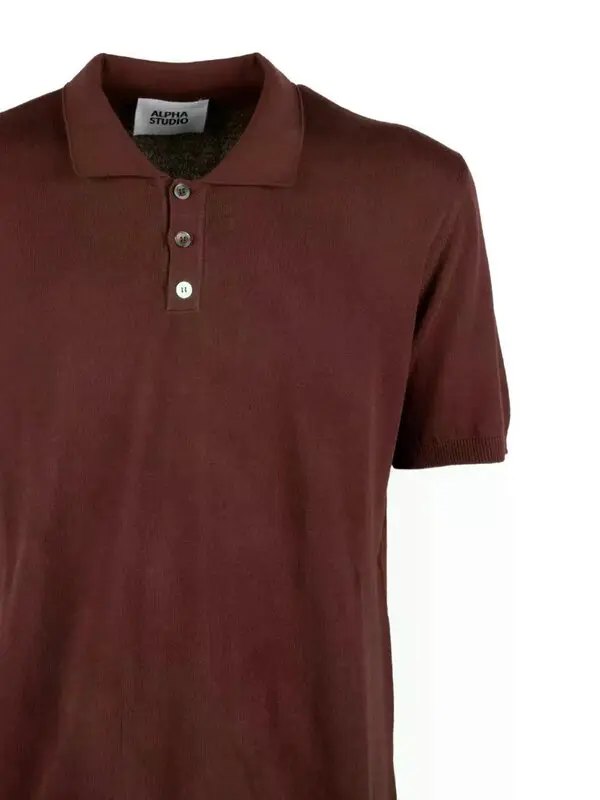 Alpha Studio Short-sleeve Knit Polo Shirt - Brown