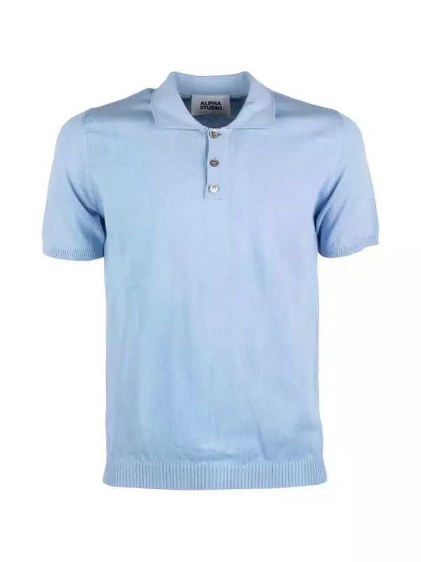 Alpha Studio Short-sleeve Knitted Polo Shirt - Blue