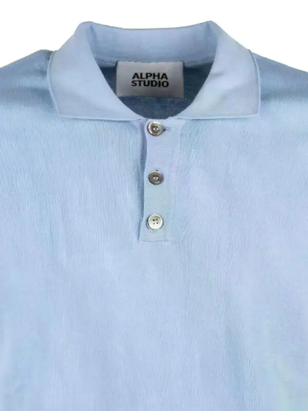 Alpha Studio Short-sleeve Knitted Polo Shirt - Blue