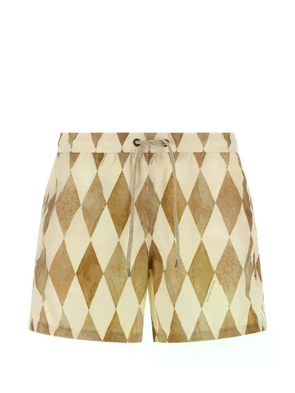 BALLANTYNE Diamond-pattern Swim Shorts - Neutrals