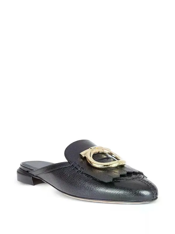FERRAGAMO Gancini Fringed Mules