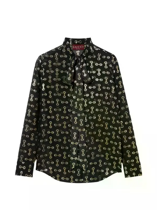 Gucci Horsebit Bow-neck Blouse