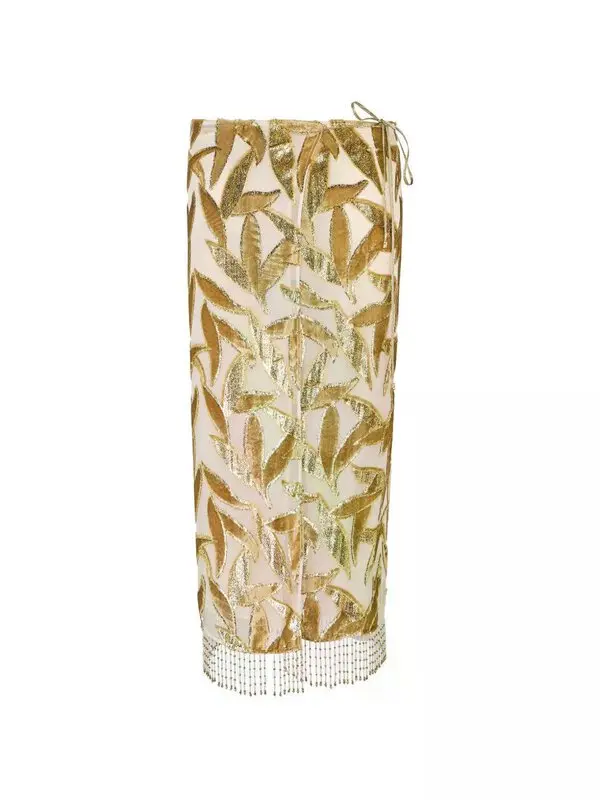 Roberto Cavalli Tone Leaf-pattern Devoré-effect Skirt