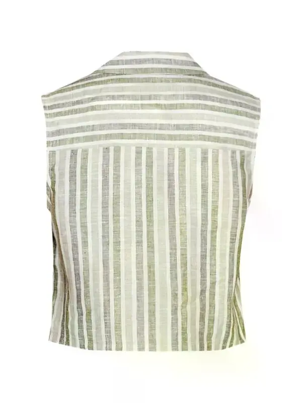 HEVRON Katja Stripe-pattern Cropped Shirt